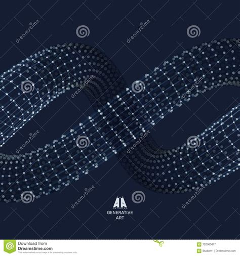Spiral 3d Vector Illustration Wireframe Connection Structure Stock