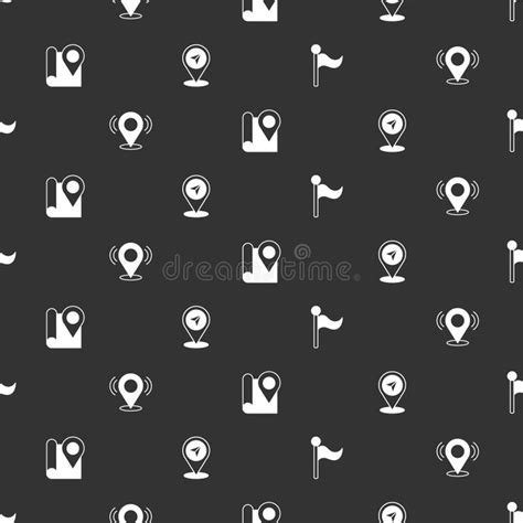 Set Flag Map Pin Folded Map With Location Marker And On Seamless Pattern Vector Stock Vector