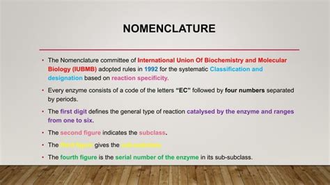 Nomenclature And Classification Of Enzyme Pptx Chemistry Science