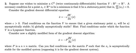 Solved Lyapunov Function And Differential Equation 2 Suppose One