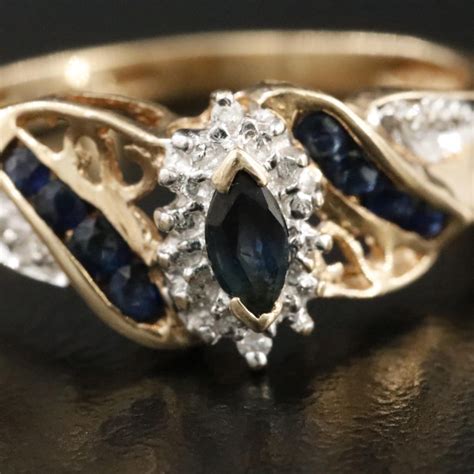 10k Sapphire And Diamond Ring Ebth