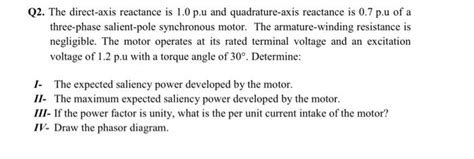 solved q2 the direct axis reactance is 1 0 p u and