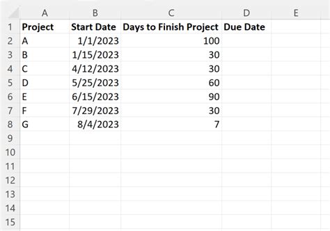 Excel How To Use A Formula To Calculate Due Date