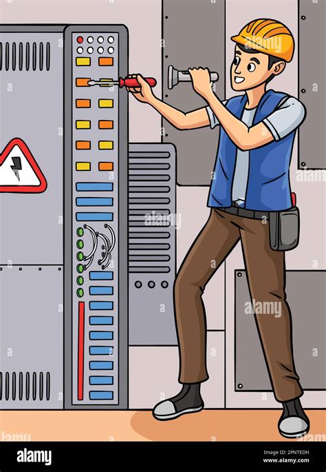 Electrician Man Colored Cartoon Illustration Stock Vector Image And Art