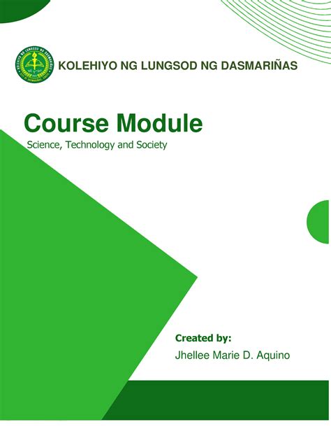 STS Module 1 2 Sts Course Module Science Technology And Society Created By