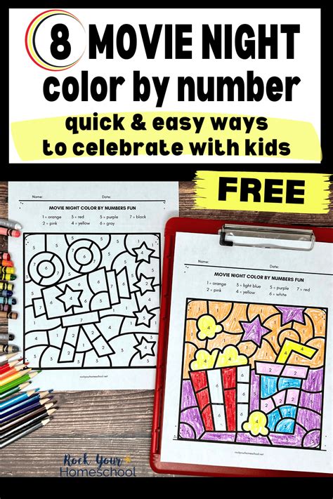 Movie Night Printables Fun Color By Number Activities Free