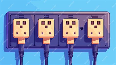 Premium Vector A Row Of Electrical Outlets With One Plugged In