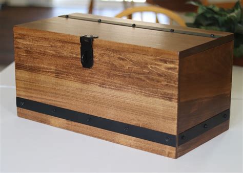 Large Treasure Chest Rustic Chest With Black Metal Etsy