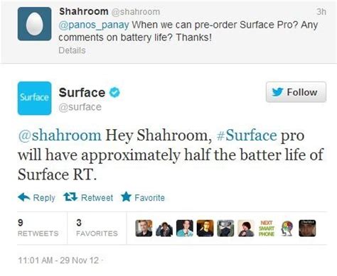 Surface Pro To Have Half The Battery Life As Surface Rt