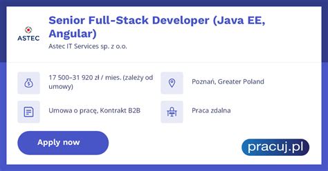 Oferta Pracy Senior Full Stack Developer Java Ee Angular Astec It