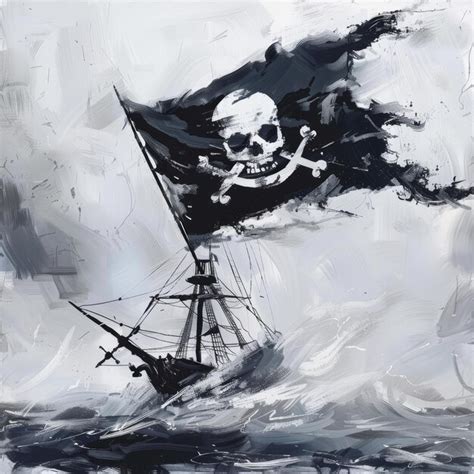 A Pirate Flag On A Ship Premium Ai Generated Image