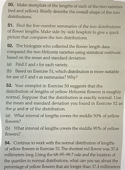 Solved Make Stemplots Of The Lengths Of Each Of The Two