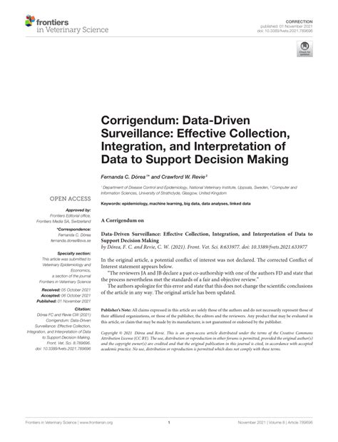Pdf Corrigendum Data Driven Surveillance Effective Collection Integration And