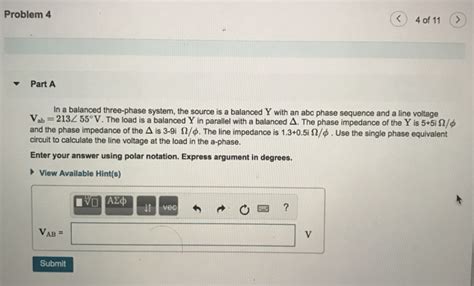 Solved Problem 4 4 Of 11 Parta In A Balanced Three Phase