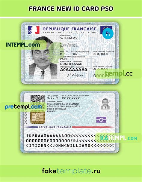 French Id Card Template Design
