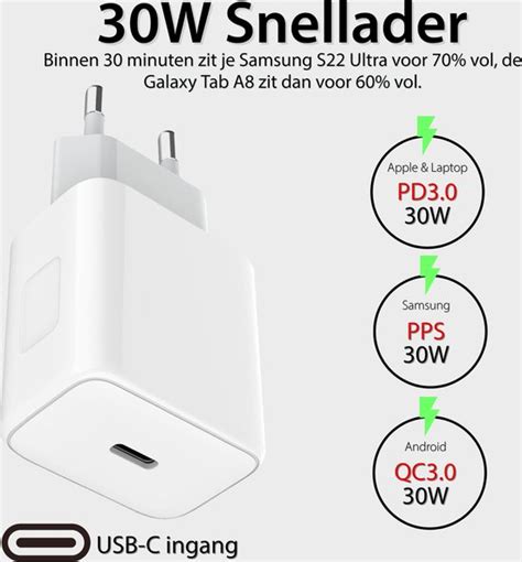 Snellader Usb C Kabel 30w Usb C Adapter Geschikt Voor Samsung Oplader Samsung