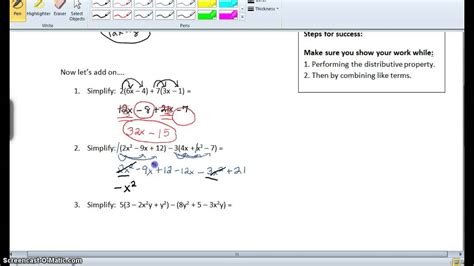 Unit 1 Using The Distributive Property To Add Subtract Polynomials 3 Youtube