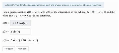 Solved Find A Parametrization Rtof The Intersection Of