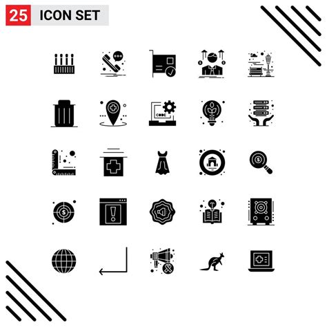 Pictogram Set of 25 Simple Solid Glyphs of bench employee computers avatar business Editable ...