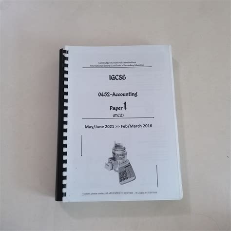 Igcse Accounting Past Year Paper Mcq Hobbies And Toys Books