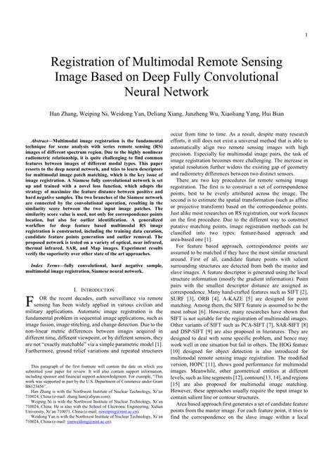 pdf registration of multimodal remote sensing image based on deep