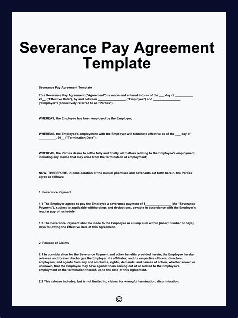 Severance Pay Agreement Template