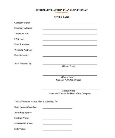 6 Affirmative Action Plan Templates Doc Pdf