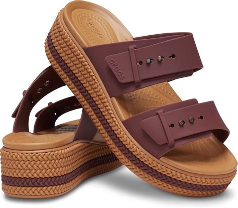 Crocs Womens Brooklyn Buckle Low Wedge Sandal Platforms