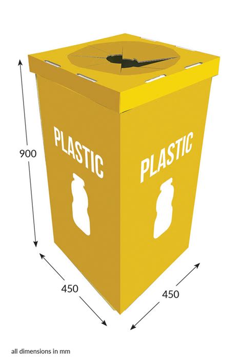 Large Square Dump Bin With Lid Plastic Yellow