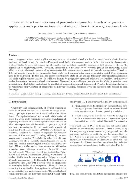 Pdf State Of The Art And Taxonomy Of Prognostics Approaches Trends Of Prognostics