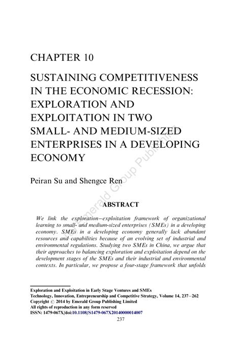 Pdf Exploration And Exploitation In Early Stage Ventures And Smes