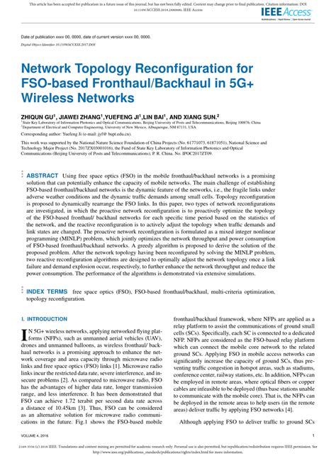 Pdf Network Topology Reconfiguration For Fso Based Fronthaul Backhaul