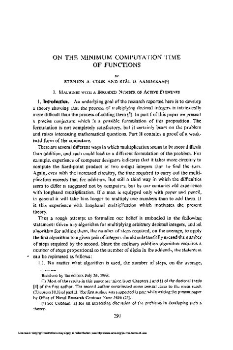 Pdf On The Minimum Computation Time Of Functions