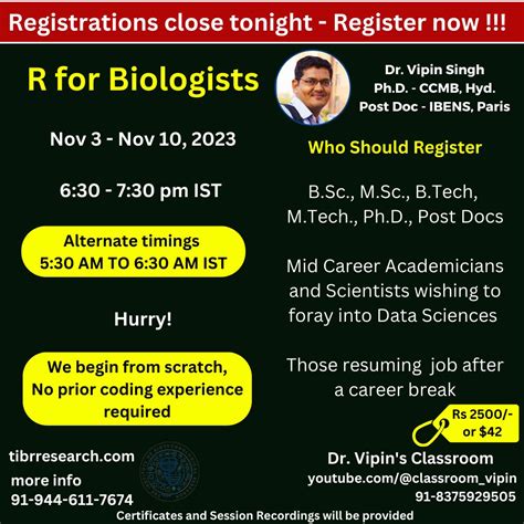 We Are Back R For Biologists Dr Vipin Singh