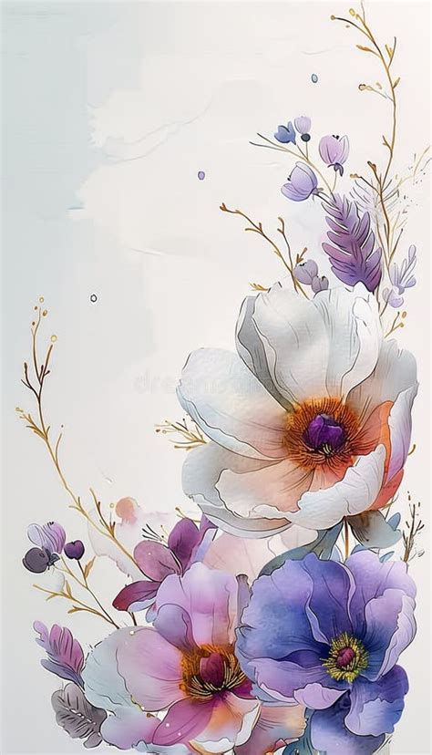 Whimsical Blooms A Delicate Blend Of Color And Texture In Offse Stock Illustration