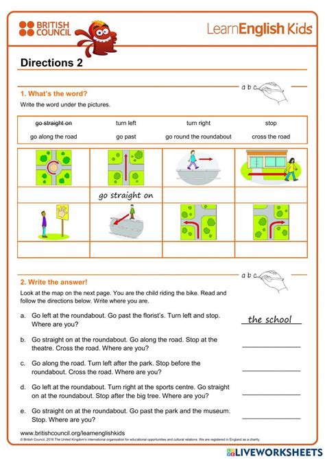 Directions Free Interactive Worksheets 6940585