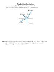 Problem Set 1 Phys 2101 Problem Session 1 Note These Problems Are Taken From The Textbook 1
