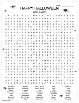 Halloween Word Search Difficult