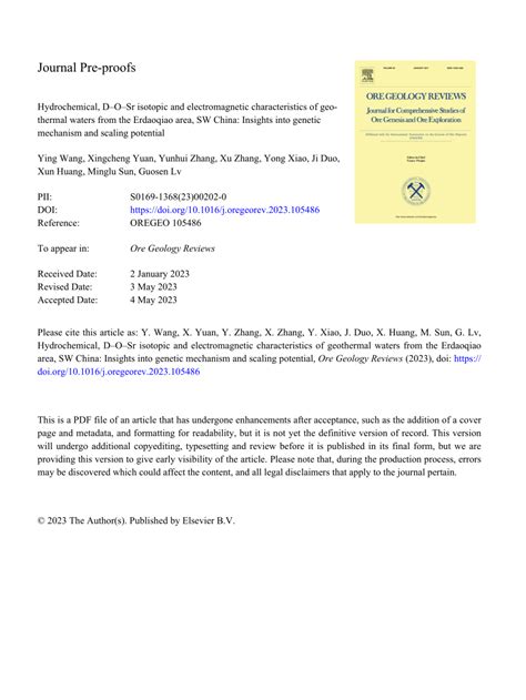 Pdf Hydrochemical Dosr Isotopic And Electromagnetic