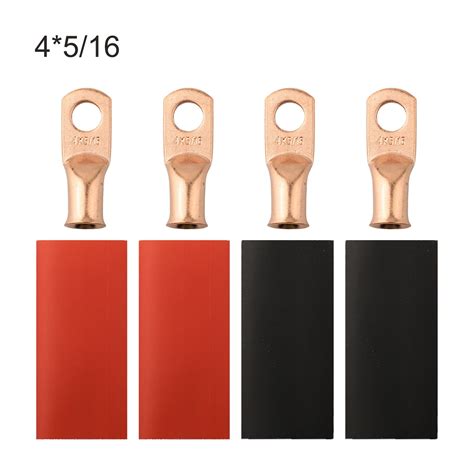 Kairuite 4pcs 4awg Wire Lugs Copper Cable Lugs Battery Terminal Connectors Ring Terminals