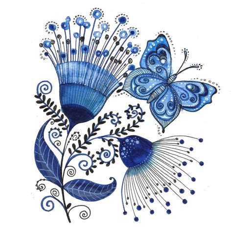 Scandinavian Pattern Doodle In Watercolor And Fine Liner