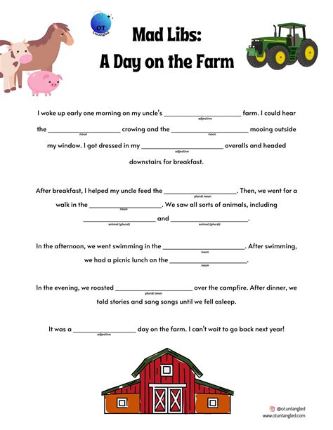 Mad Libs A Day On The Farm Etsy