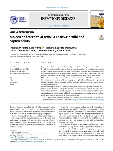 Pdf Molecular Detection Of Brucella Abortus In Wild And Captive Felids