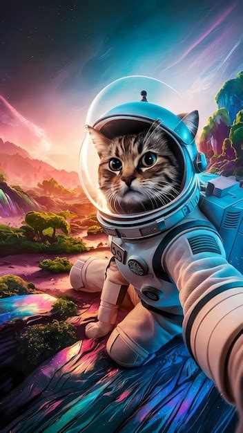 A Cat In A Space Premium Ai Generated Image