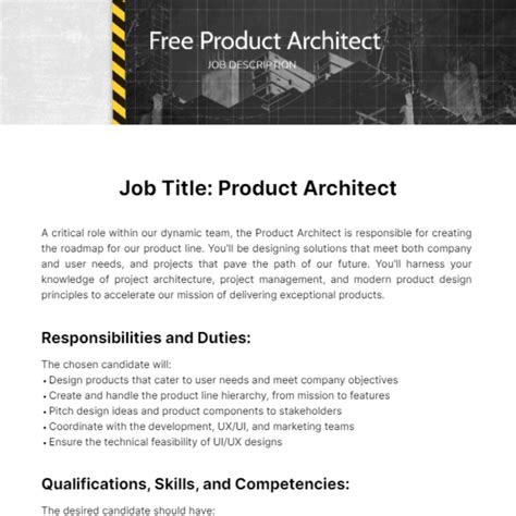 Free Product Architect Job Description Template To Edit Online