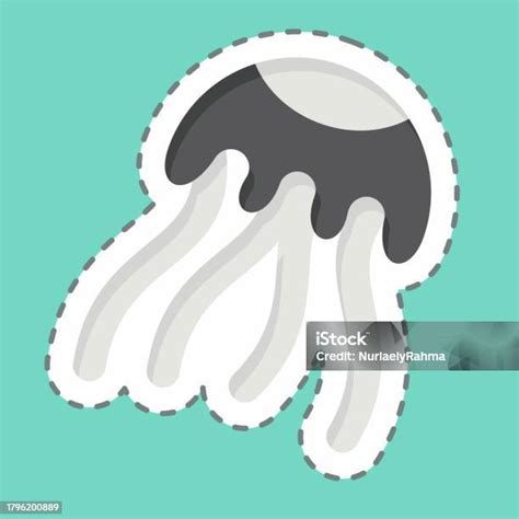 스티커 라인 컷 해파리 독 기호와 관련이 있습니다 심플한 디자인 편집 가능 간단한 일러스트레이션 가솔린에 대한 스톡 벡터 아트