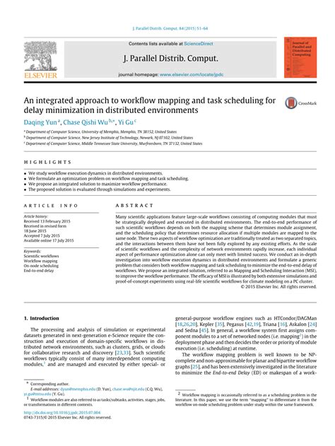 Pdf On An Integrated Mapping And Scheduling Solution To Large Scale