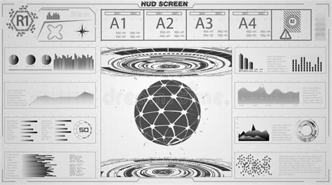 Set Of Black And White Infographic Elements Head Up Display Elements For The Web And App