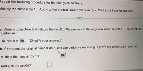 repeat the following procedure for the four given numbers multiply the