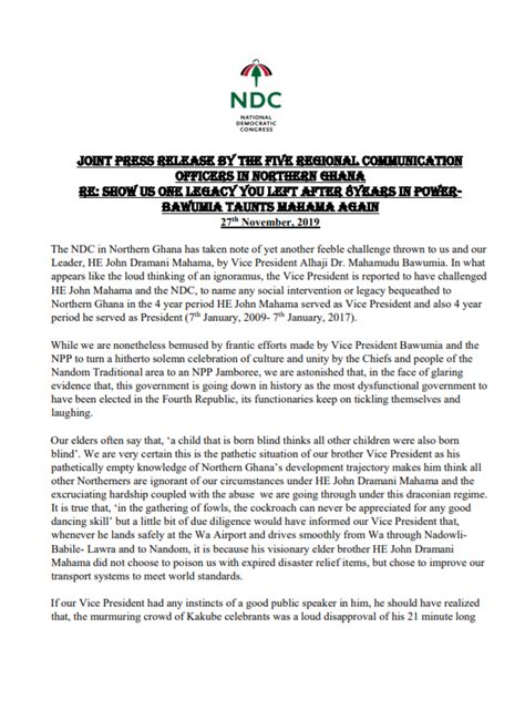 Ndc Communicators Reply Bawumia List Mahamas Projects Up North